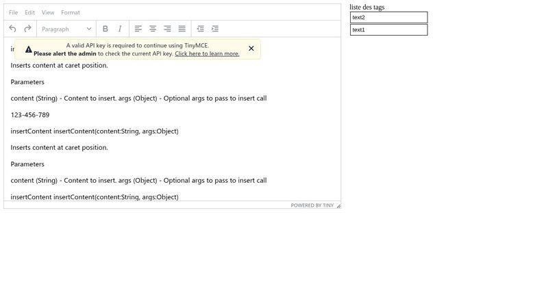 TINYMCE drop text