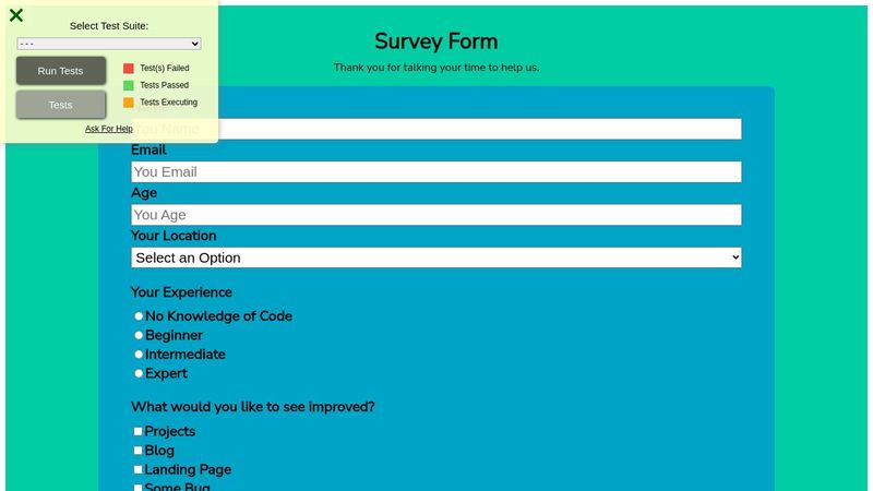 Survey Form for FreeCodeCamp
