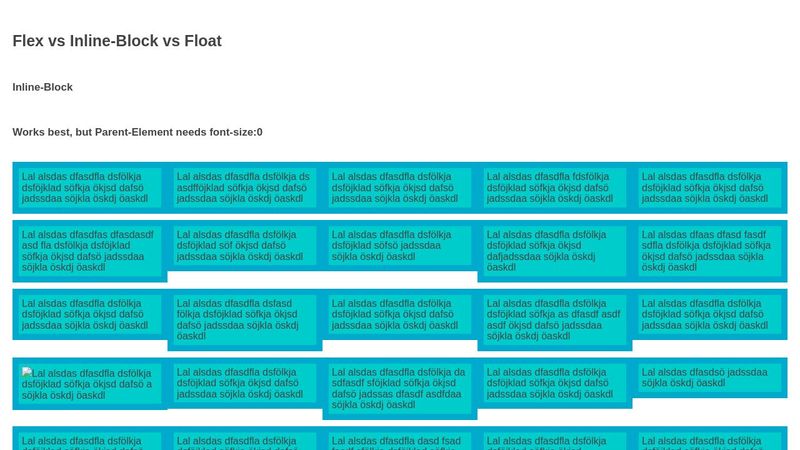 Inline-Block vs Flex vs Float