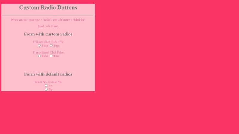 Custom Radio Inputs
