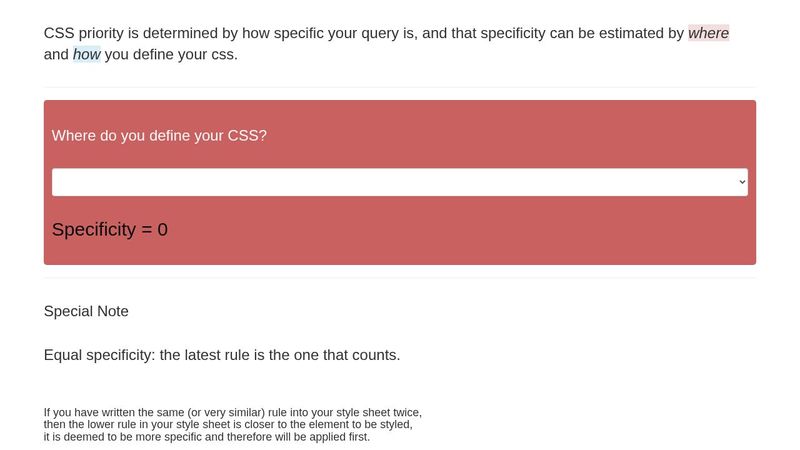 CSS Specificity Calculator