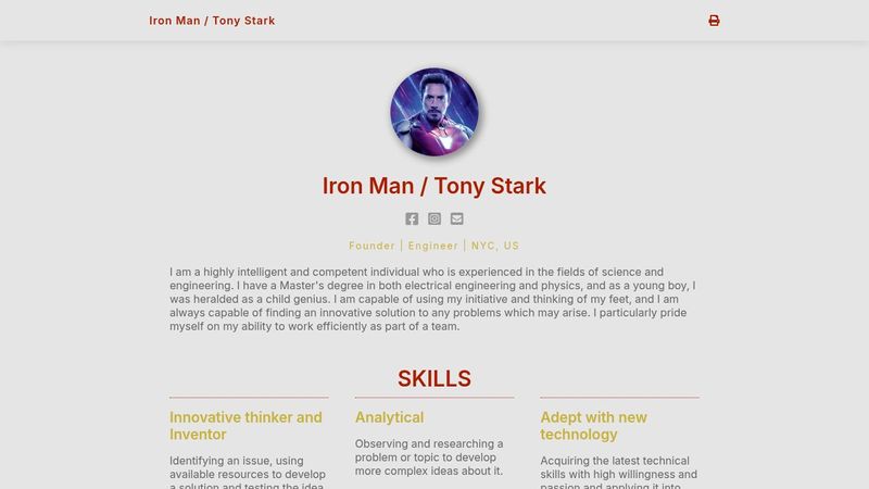 Iron Man / Tony Stark_Resume