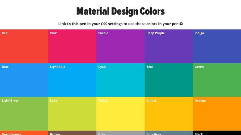Material Design Colors Stylesheet