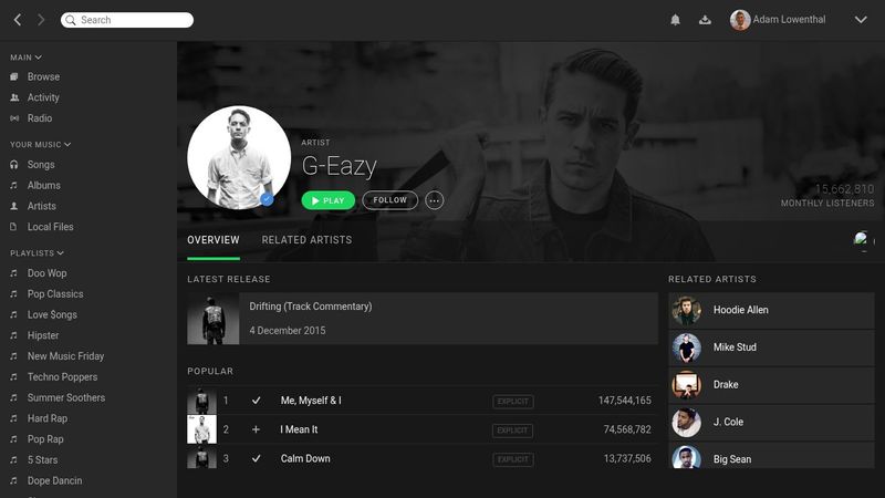 Spotify Artist Page UI