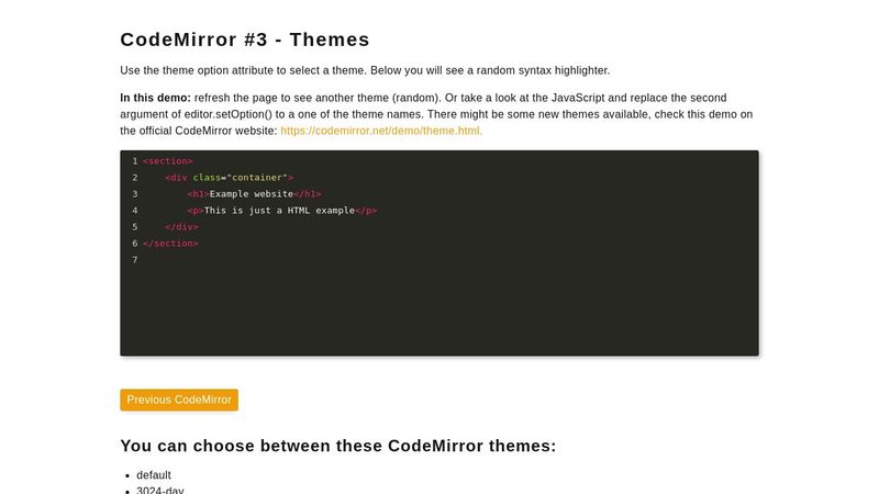 CodeMirror #3 - Themes