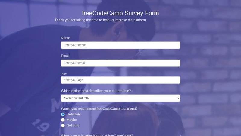 freeCodeCamp Survey Form