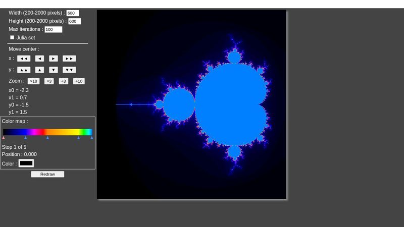 Mandelbrot and Julia sets explorer with full control