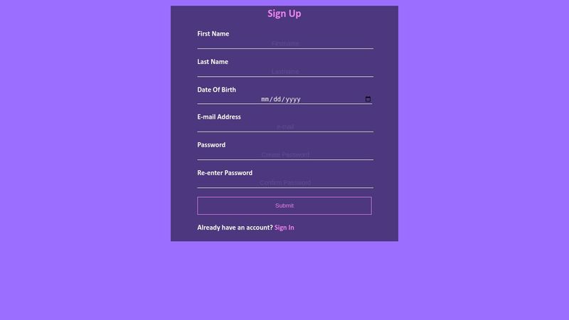 A simple Registration form / Sign Up form