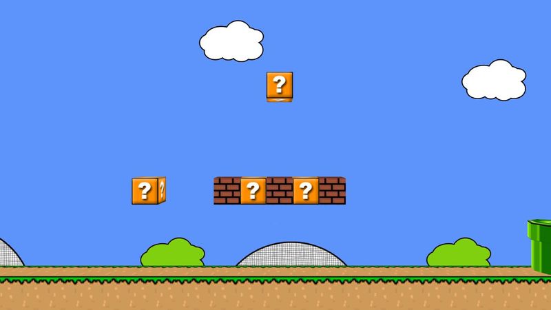 Super Mario Bros. Level Layout Stage 1-2 in Three.js (3D)