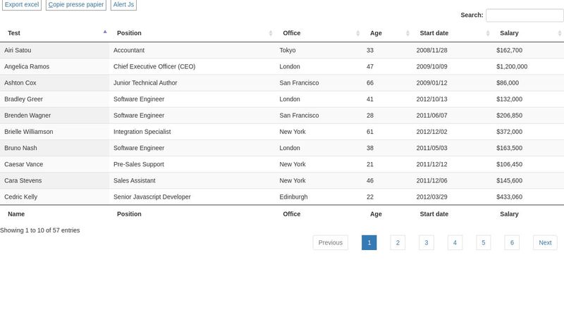 Datatables buttons export excel