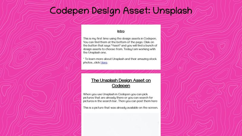 Playing with Codepen Design Asset Unsplash