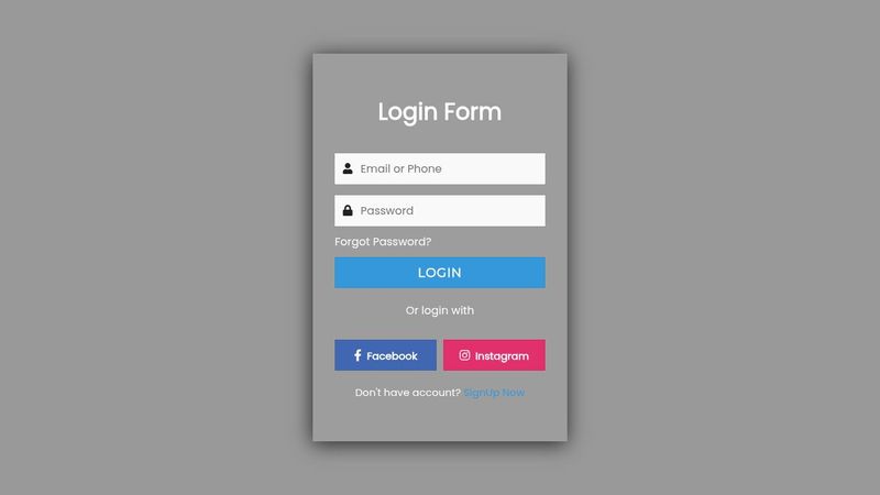 Transparent Login Form UI
