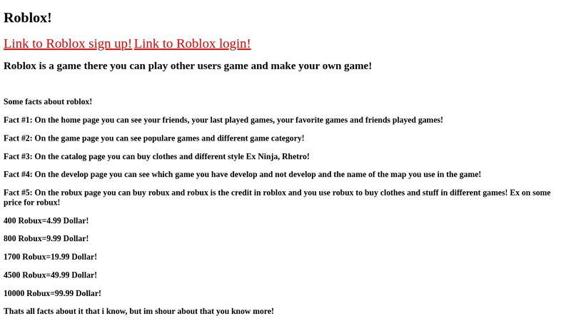 Roblox facts!