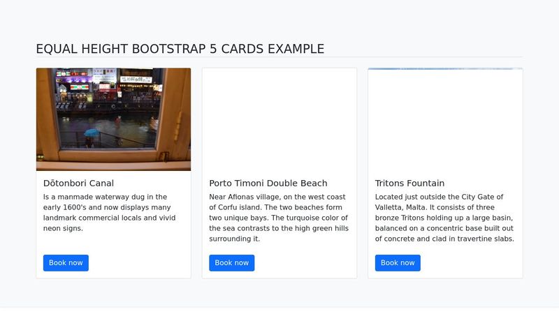Equal Height Bootstrap 5 Cards Equal Height Bootstrap 5 Cards