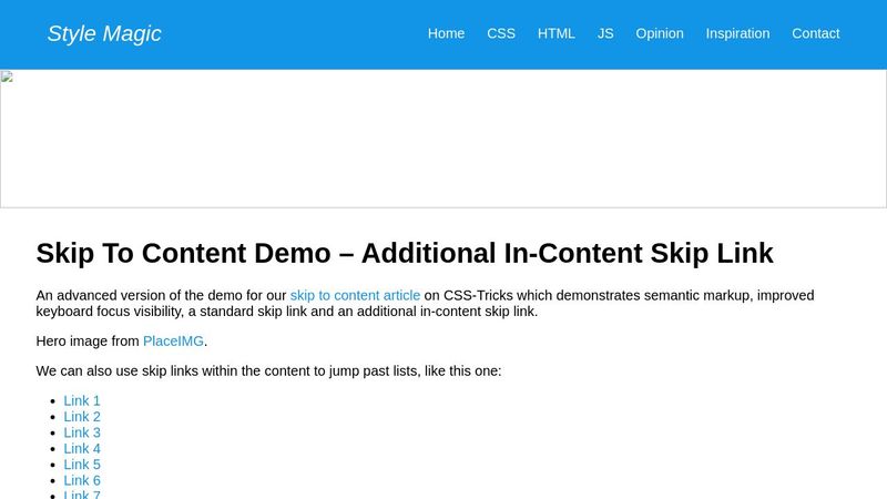Skip To Content Demonstration - Additional In-content Skip Link