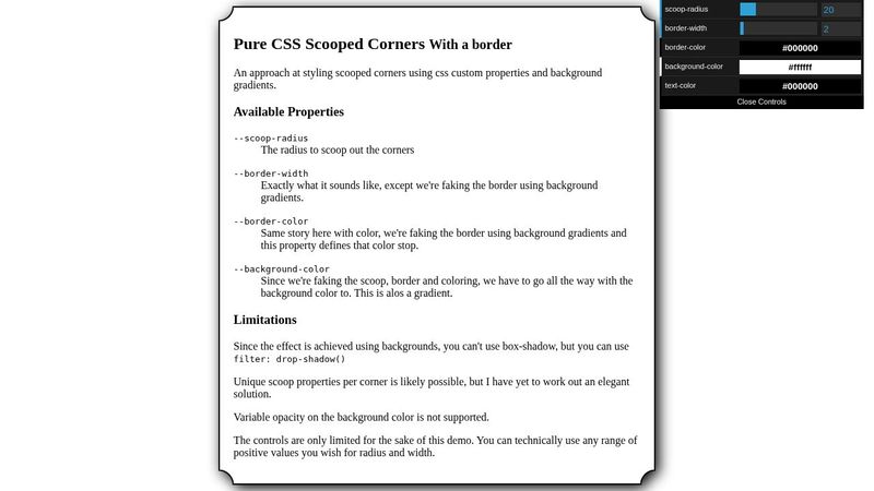 Pure CSS Scooped Corners
