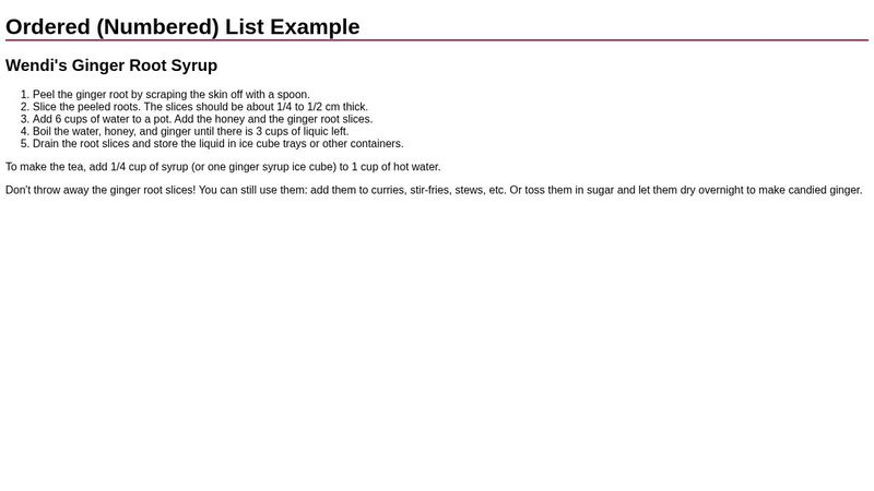 Ordered List Example