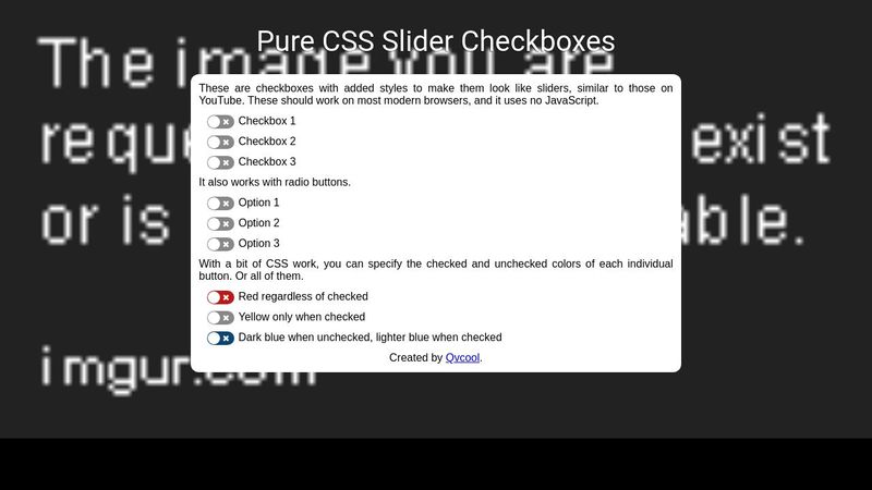 Pure CSS Slider Checkboxes