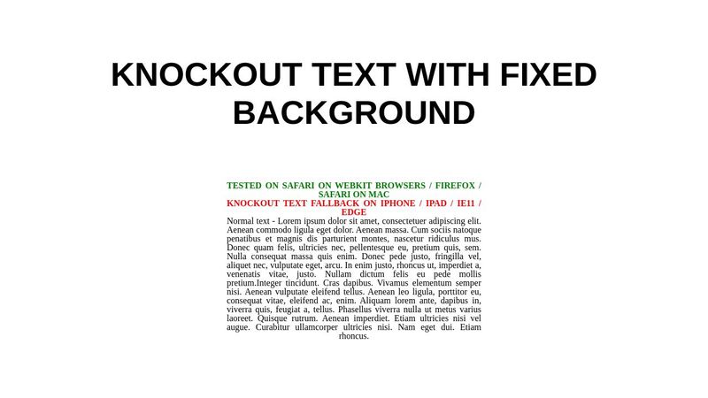 knockout text with full page background