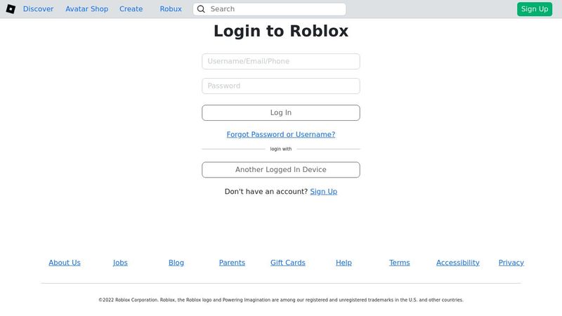 Roblox Login Panel 2022