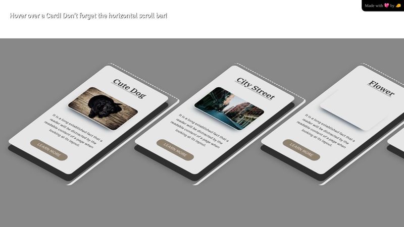3D Hover Card Gallery - Horizontal Scrolling (CSS Only)