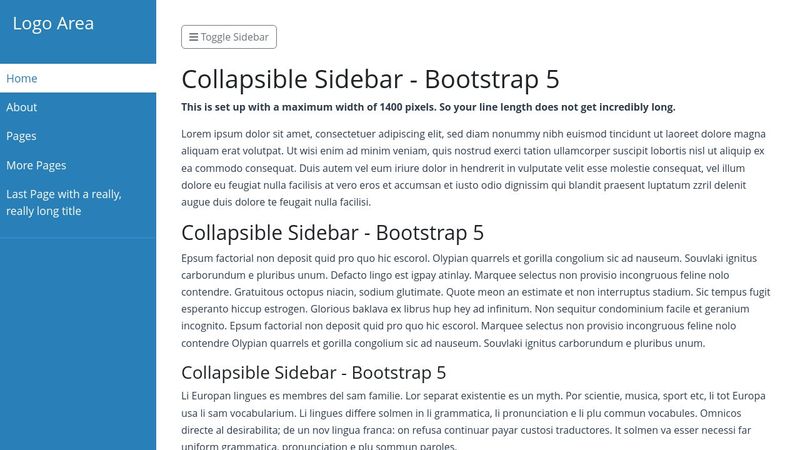 Collapsible Sidebar - Bootstrap 5