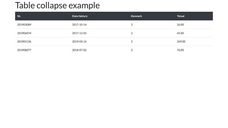 Table collapse example