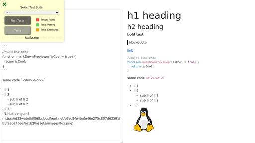 Preview Does Not Contain The H1 Need Some Help With Markdown Previewer Tests 5 And 6
