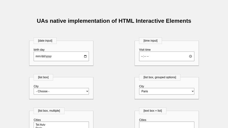 web platform interactive elements
