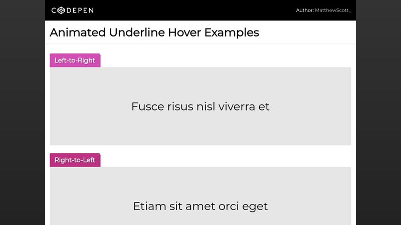Animated CSS Underline Hover Examples Animated CSS Underline Hover Examples
