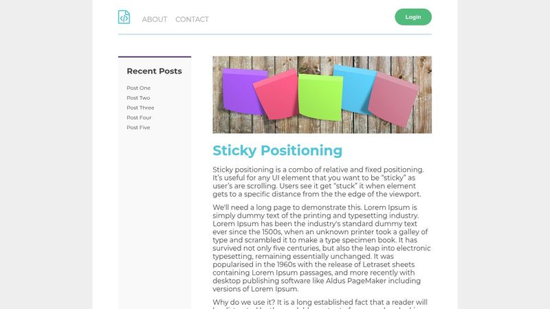 CSS Sticky Header CSS Sticky Header