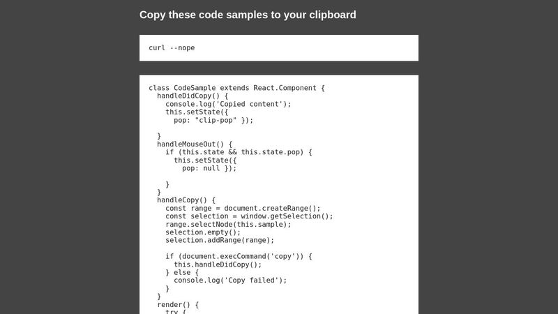 Copy to clipboard React Component