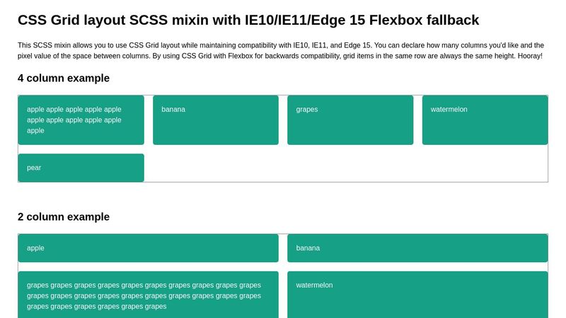 CSS Grid layout with IE10/IE 11/Edge 15 Flexbox fallback