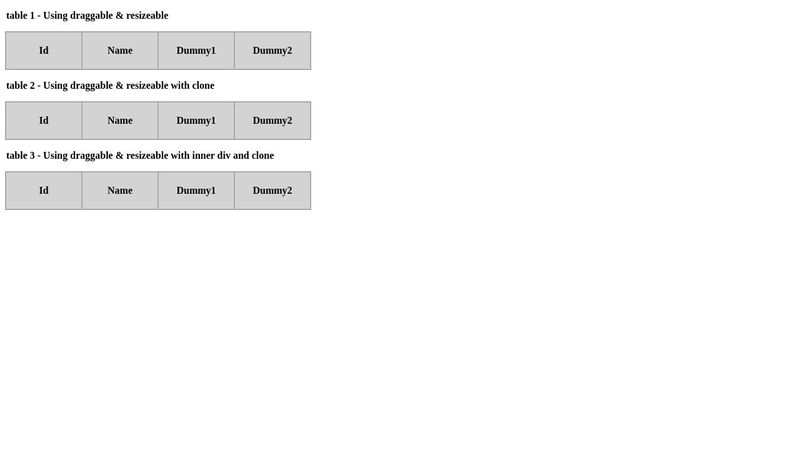 Resizable Draggable table columns