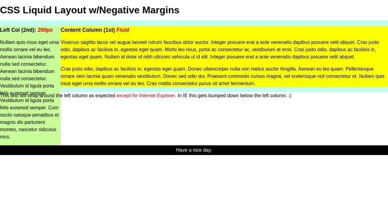 CSS Liquid Layout w/Negative Margins