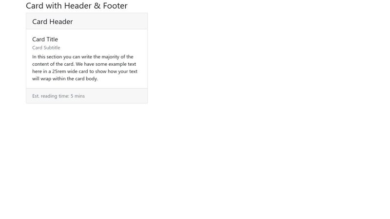 Card with Header & Footer: Bootstrap 4