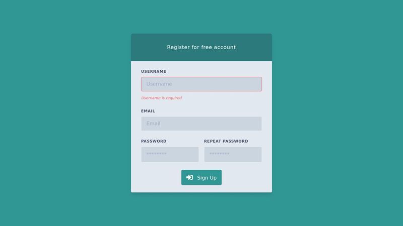 Tailwind: registration form
