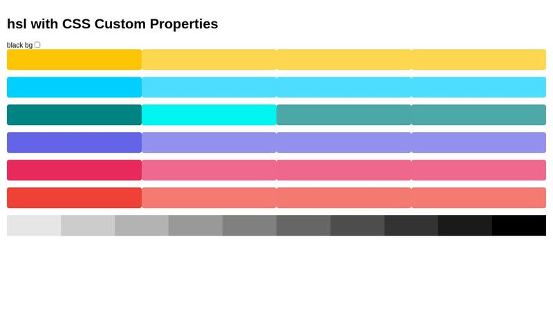 hsl colours with CSS Custom Properties