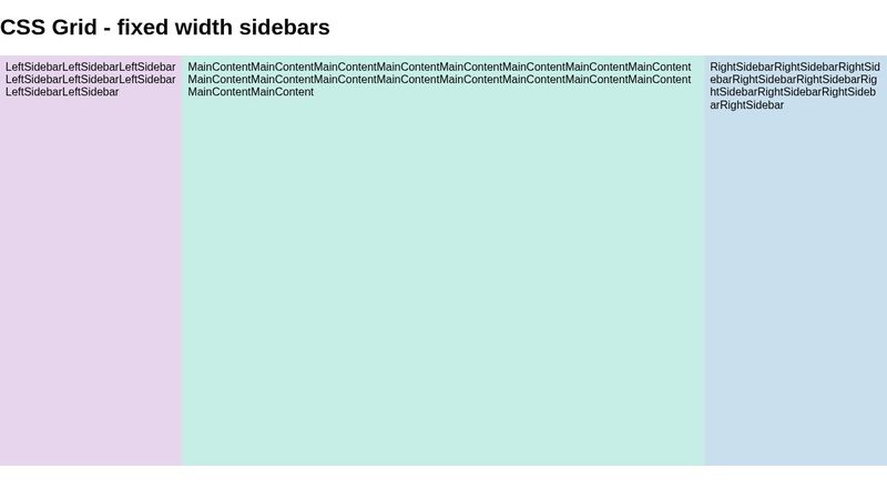 CSS Grid Fixed Width Sidebars CSS Grid Fixed Width Sidebars