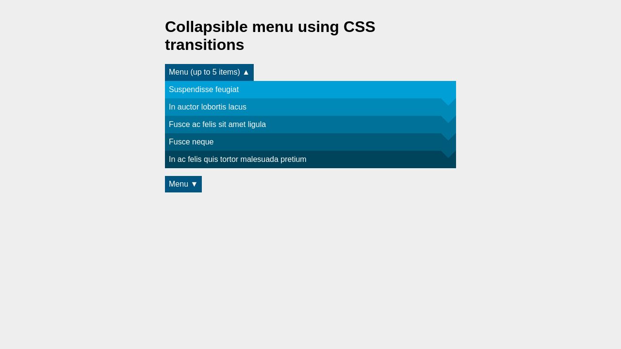 Collapsible Menu Using Css Transitions Script Codes