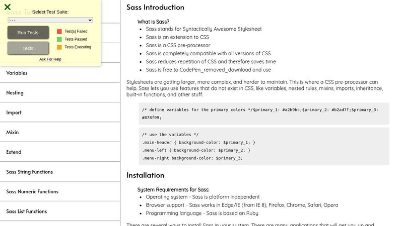 Technical documentation page