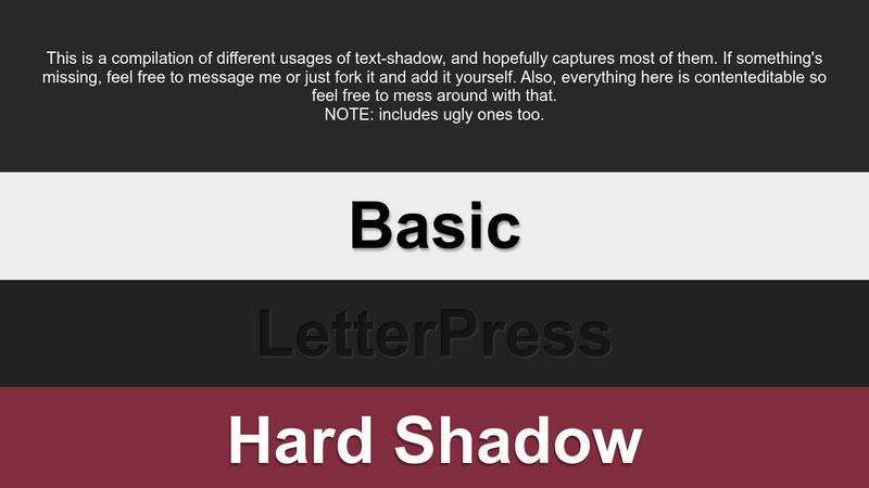 CodePen Text Shadow Compilation codepen-text-shadow-compilation