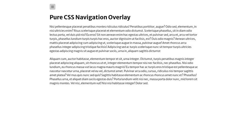 Pure CSS Navigation Overlay