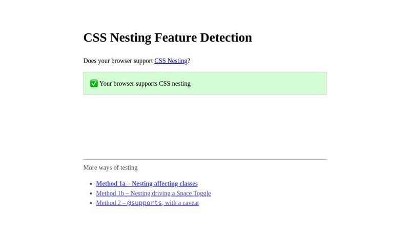 Css Nesting Feature Detection Method 1a Nesting Affecting Classes