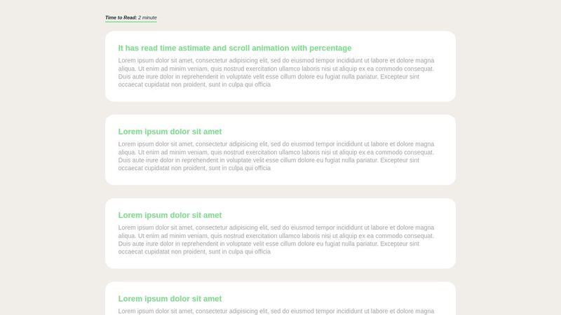 Scroll Percentage & Read Time