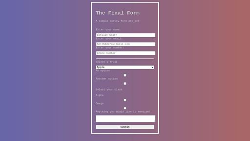 Survey Form Help And Feedback Html Css The Freecodecamp Forum