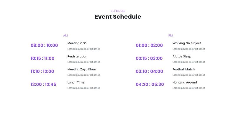 Bootstrap event schedule - 2nd