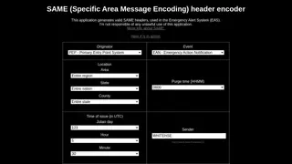 SAME (Specific Area Message Encoding) header encoder