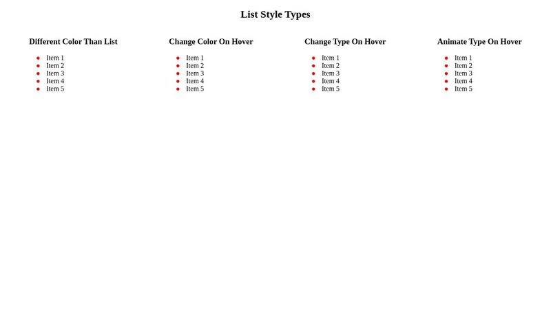 Custom List Style Types Custom List Style Types