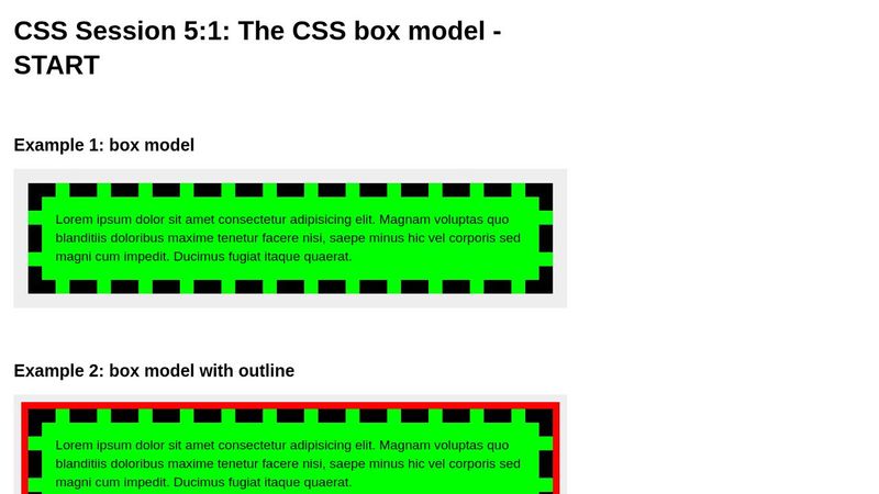 CSS Session 5.1: The CSS box model - START
